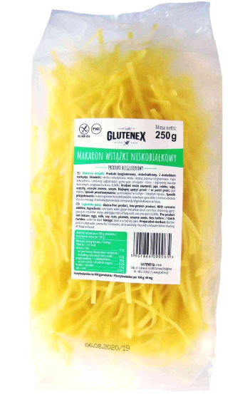 GLUTENEX Makaron niskobiałkowy wstążki 250g | Art. spożywcze \ Makarony